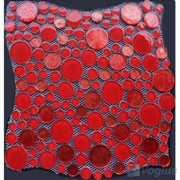 Rosso Corsa Pebble Bubble Glass Mosaic Tile VG-UPB91 - Voglus Mosaic