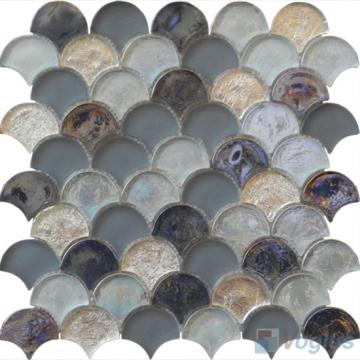 Silver Fan Shape Fish Scale Glass Tiles VG-UFN96 - Voglus Mosaic