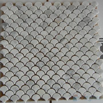 Carrara White Polished Small Fan Shape Fish Scale Marble Mosaic VS ...