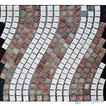Aluminum Wavy Waist Line Glass Mosaic Tile VG-UWL94 - Voglus Mosaic