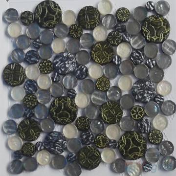 Silver Pin Bubble Round Circle Glass Mosaic Tile VG-URD97 - Voglus Mosaic