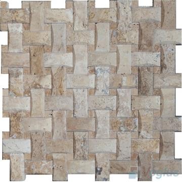 Travertine Camber Basket Weave Stone Mosaic VS-PBW85 - Voglus Mosaic